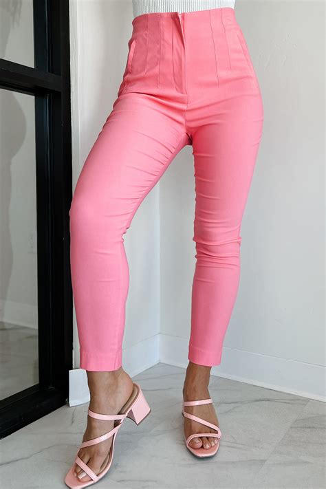 Read The Fine Print High Waist Skinny Pants Pink · Nanamacs