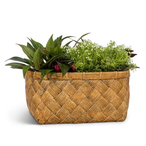 Set Of 4 Large Wide Weave Rectangle Planter