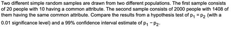 Solved Two Different Simple Random Samples Are Drawn From