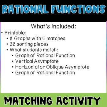 Rational Functions Matching Activity By Making Creative Mathematics