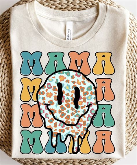 Mama Stacked With Melting Smiley Face T Shirt Or Crew Sweatshirt