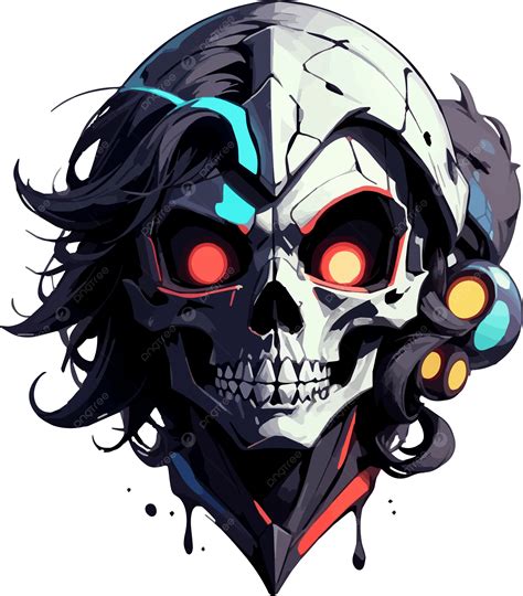 Scary Skeleton Face With Glowing Eyes Cartoon Skeleton Skull Face