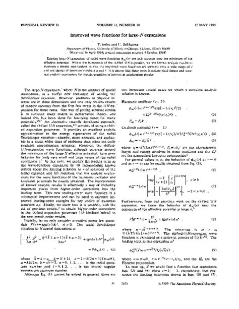 Pdf Improved Wave Functions For Large Nexpansions