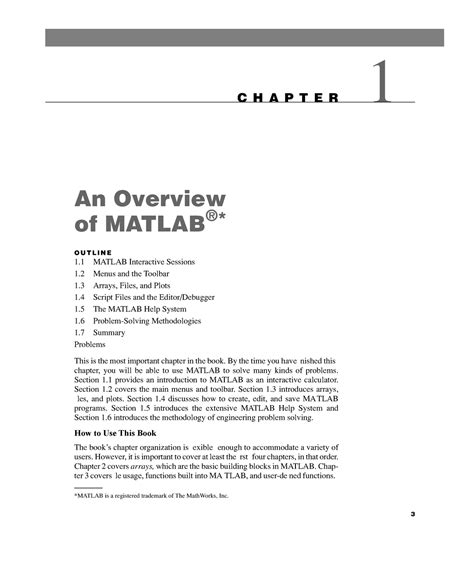 Chapter 1 Overview Of Mathlab 3 C H A P T E R 1 An Overview Of