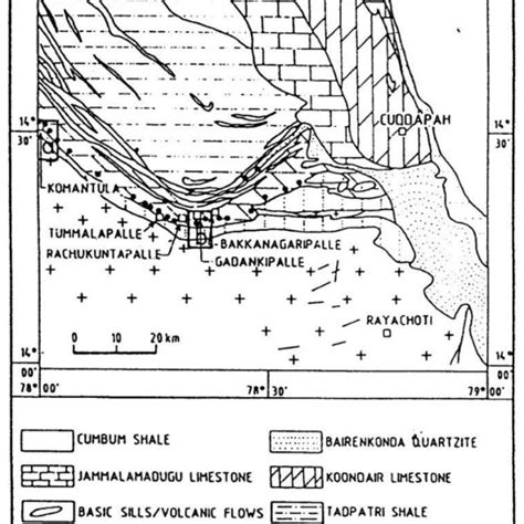 Geological Map Of The Southern Cuddapah Basin After Rao Et Al 1989