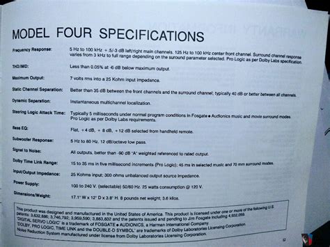 Fosgate Audionics Model Four Av Preampsurround Processor 85 Photo