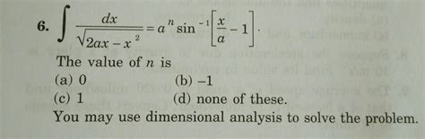 Calculus How To Use Dimensional Analysis In An Integral Mathematics