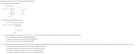 solved let y denote a geometric random variable with
