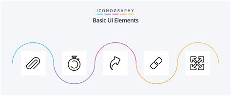 Basic Ui Elements Line 5 Icon Pack Including Arrow Pin Watch Paper