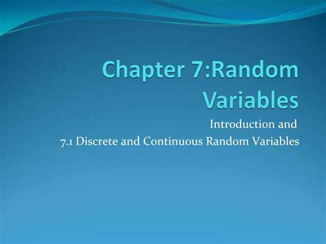 Ppt Chapter 7random Variables Powerpoint Presentation Free Download