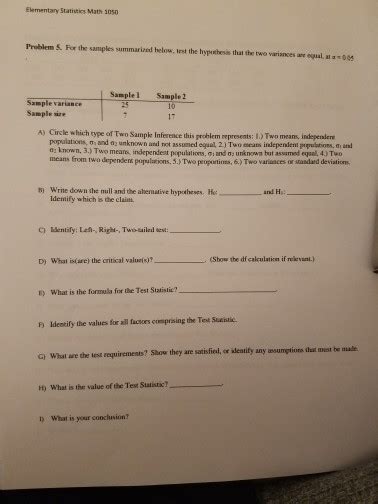 Solved Elementary Statistics Math 1aso Problem 5 For The