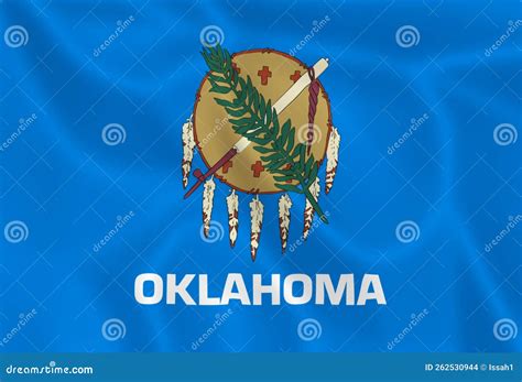 Illustration Waving State Flag Of Oklahoma Stock Illustration