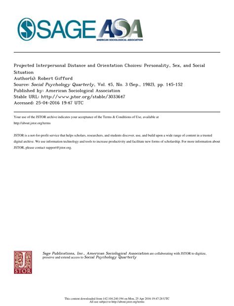 Pdf Projected Interpersonal Distance And Orientation Choices