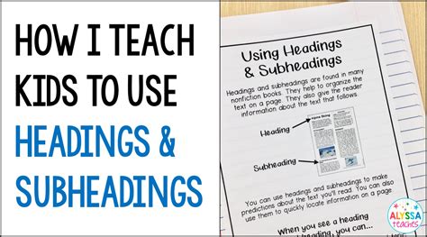 Teaching Headings And Subheadings Alyssa Teaches