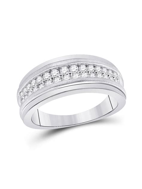 10kt White Gold Mens Round Diamond Double Row Band Ring 34 Cttw