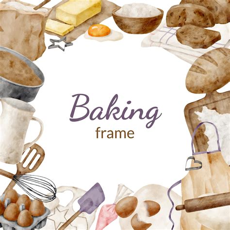 Premium Vector Square Baking Frame With Watercolor Cooking Utensils