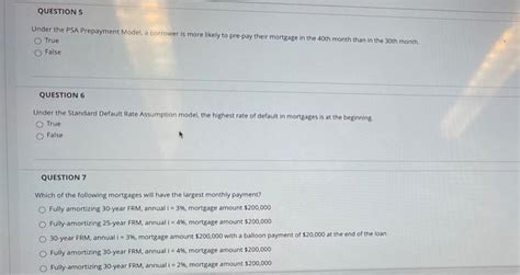 Solved Questions Under The Psa Prepayment Model A Borrower