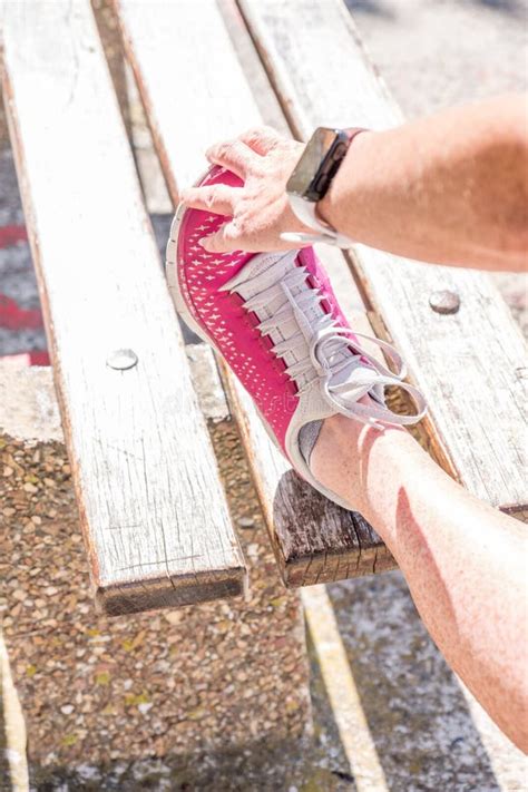 Female Doing A Hamstring Stretch Stock Image Image Of Cool Healthy