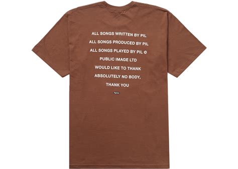 Supreme Pil Tee Brown Mens Fw22 Us