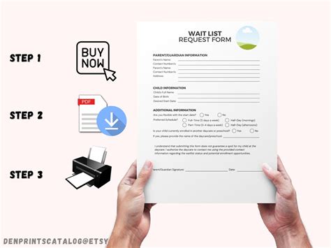 Daycare Wait List Printable Daycare Waiting List Template Etsy