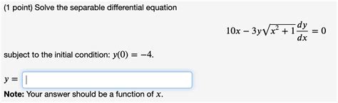solved 1 point find the solution to the differential