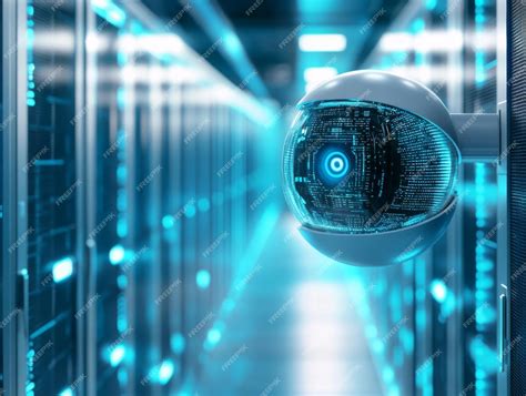 Futuristic Security Camera Monitoring Server Racks Premium Ai Generated Image