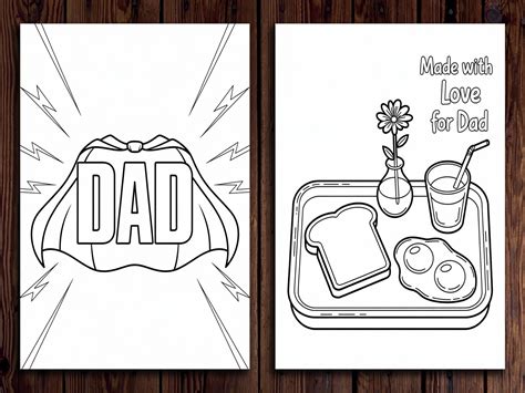 Fathers Day Coloring Pages Funny Diy Cards For Dad Pdf Etsy