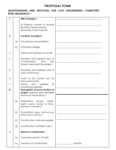 25 Free Construction Proposal Form Samples To Download