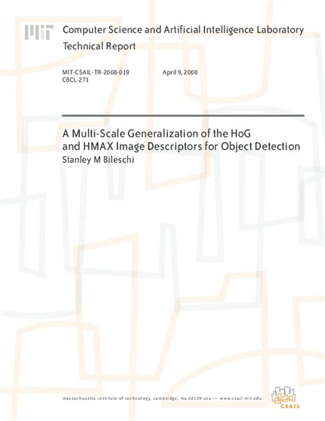 Pdf A Multi Scale Generalization Of The Hog And Hmax Image Descriptors For Object Detection