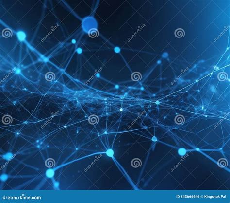 Glowing Blue Abstract Network With Interconnected Nodes In Lines Representing A Futuristic