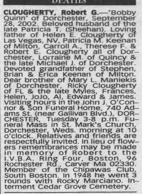 Obituary For Robert G Clougherty ™
