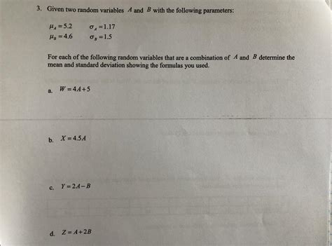 solved 3 given two random variables a and b with the