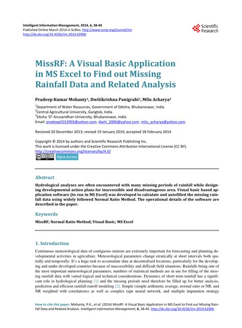 Pdf Missrf A Visual Basic Application In Ms Excel To Find Out