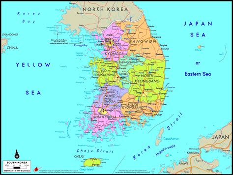 South Korea Political Wall Map