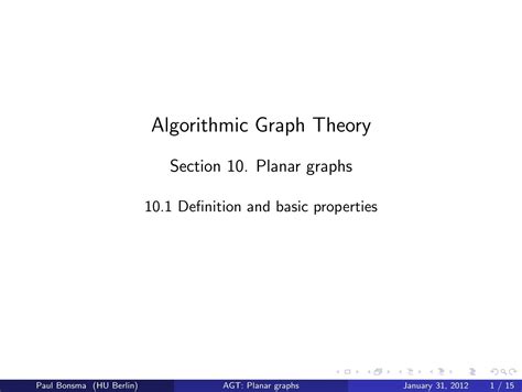 Algorithmic Graph Theory Planar Graphs