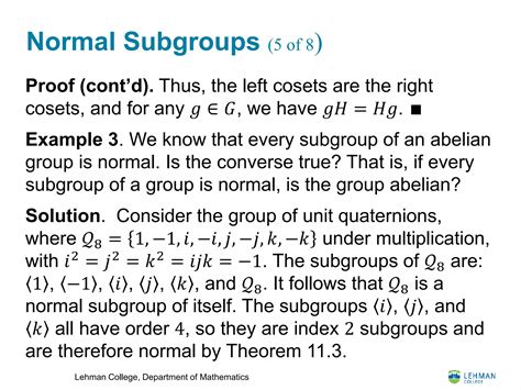 Section 11 Normal Subgroups Pptx