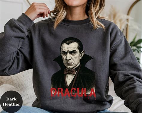 Dracula Tshirt Gothic Vampire Portrait Crewneck Classic Literature Art