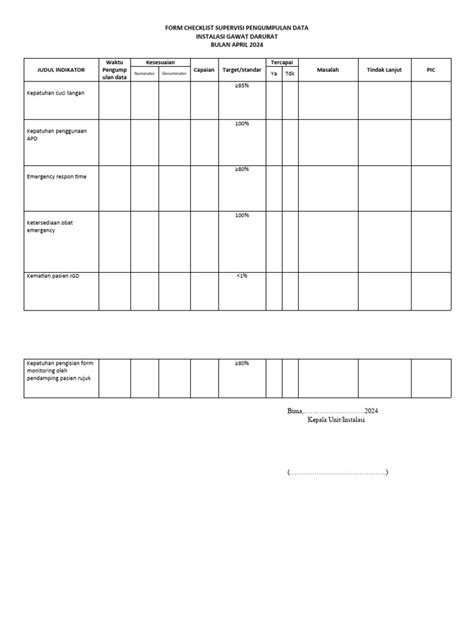 Form Checklist Kosongan Pdf