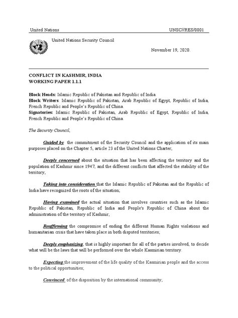 Ejemplo Working Paper Kashmir Pdf United Nations Security Council