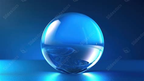 The 3d Model Scene Of A Blue Glass Ball Powerpoint Background For Free