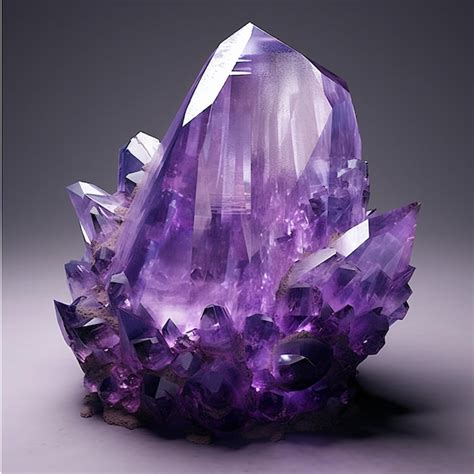 Premium Ai Image Amethyst On The Grey Background