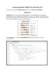 Bubble Sort Merge Sort Pdf Sorting Algorithms Bubble Sort And Merge Sort Create A New Java