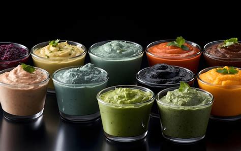 Premium AI Image Set Of Different Sauces