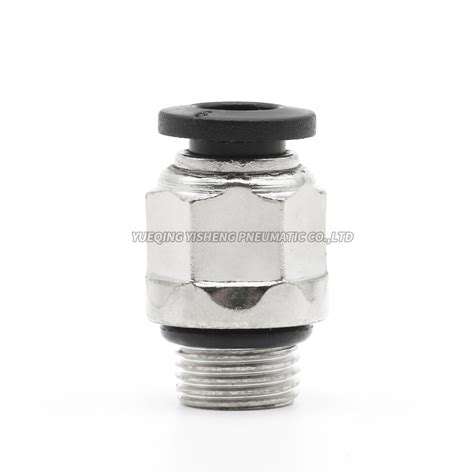 Pc6 G01 Brass Copper Pc Male Straight Fitting With Seal Ring Push In