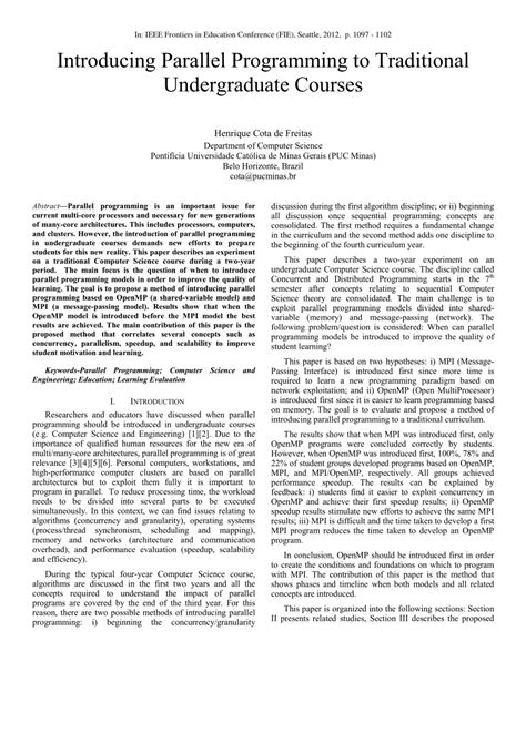 Pdf Introducing Parallel Programming To Traditional Undergraduate Courses