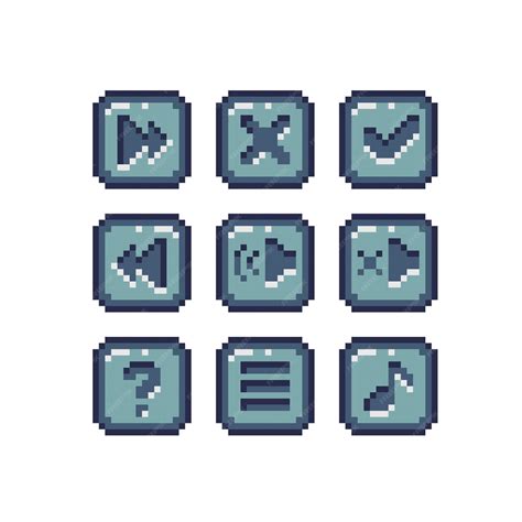 Premium Vector Interface Buttons Pixel Art Set Menu Panel Collection 8 Bit Sprite