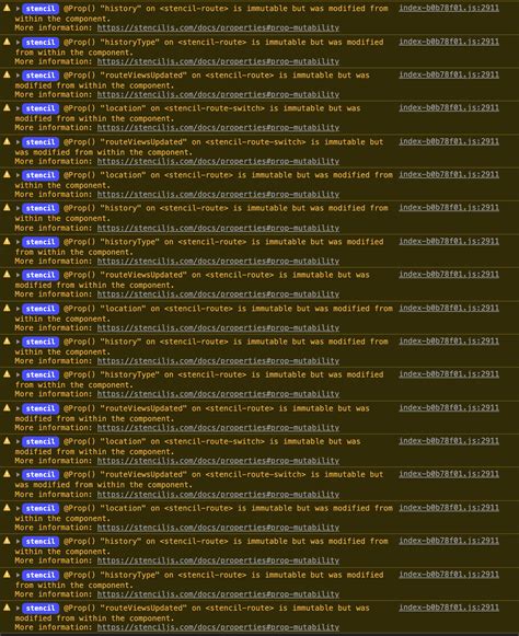 Bug Warnings Concerning Immutables Prop In Stencil Route And Switch Issue Ionic