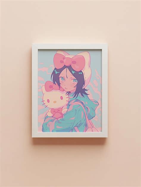 Kawaii Rukia Kuchiki Print Bleach Poster Hello Kitty Wall Art