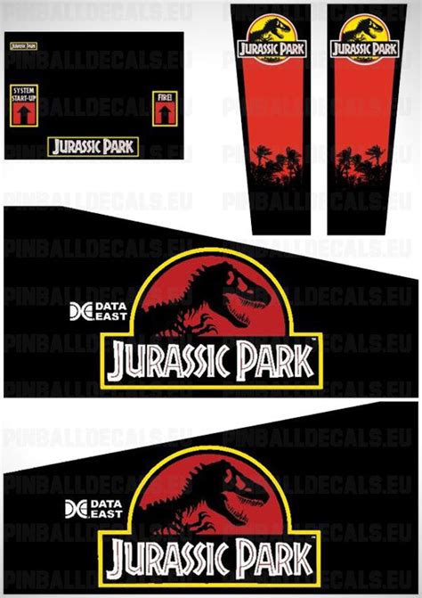 Jurassic Park Pinball Cabinet Decals Set Pinball Decals Eu