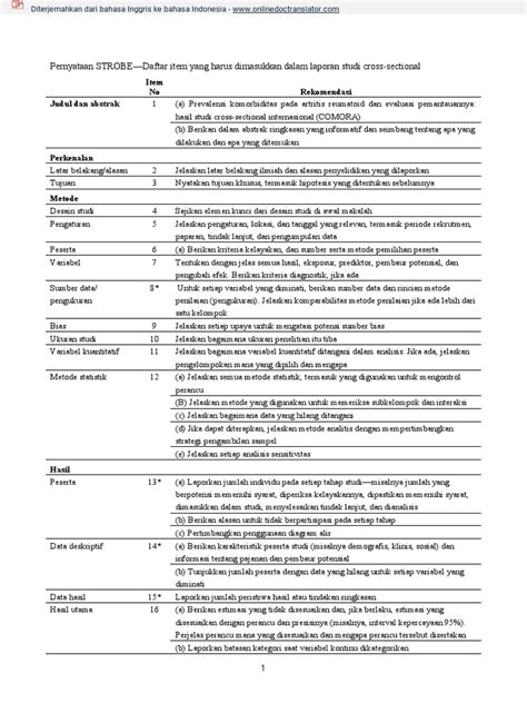 Strobe Checklist V4 Cross Sectional En Id Pdf